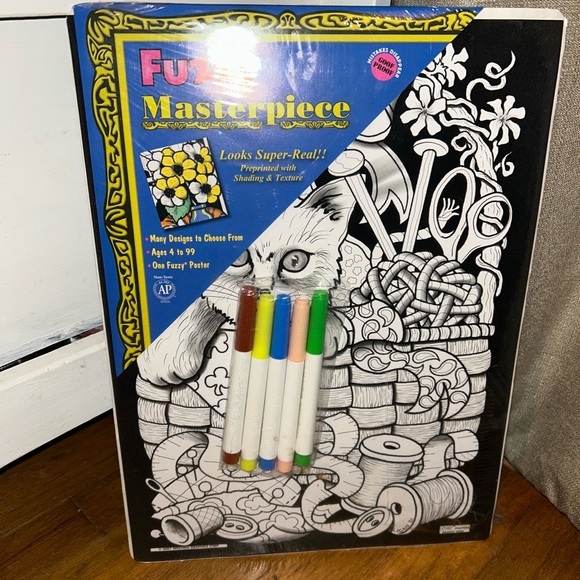 Other | Fuzzy Masterpiece Coloring Poster With Markers | Poshmark